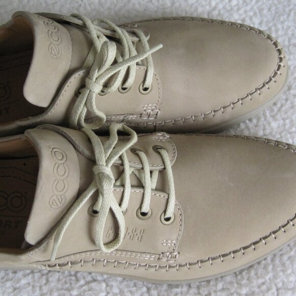 Ecco | Shoes | New Ecco Cross Beige Leather Nubuck Oxford Shoes Mens Us ...